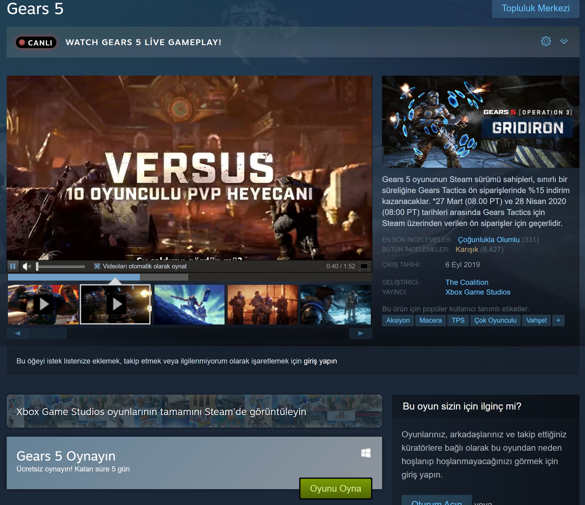 92 TL değerindeki Gears 5 kısa süreliğine ücretsiz - ShiftDelete.Net