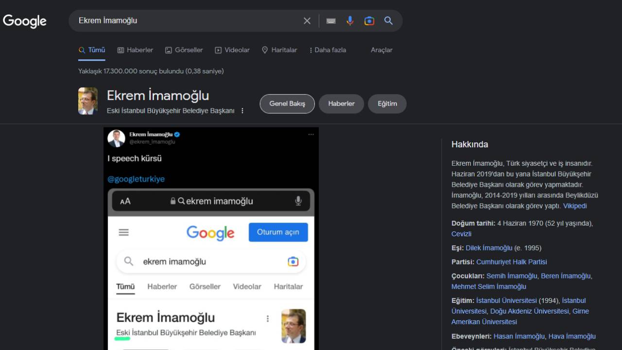Google, Ekrem İmamoğlu’nu ‘Eski İBB Başkanı’ ilan etti! - SDN