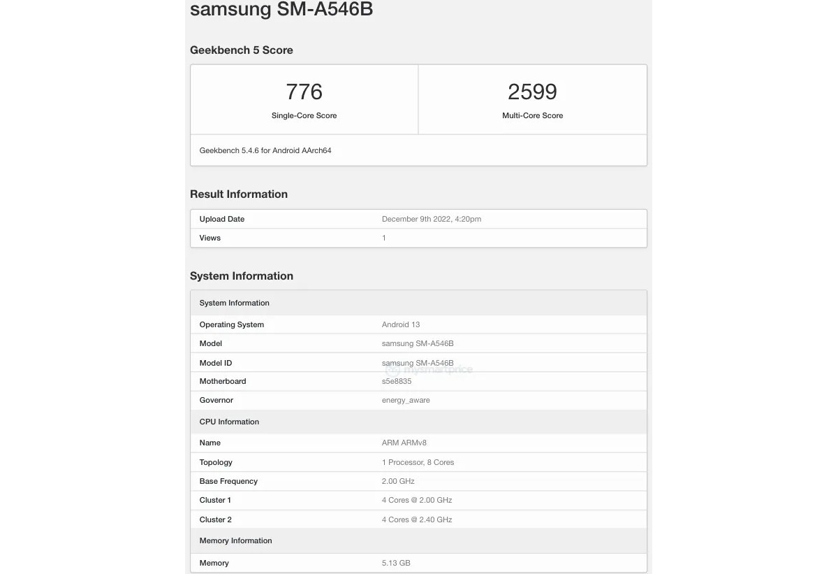 Samsung Galaxy A54 5G'nin Geekbench skoru sızdırıldı - SDN